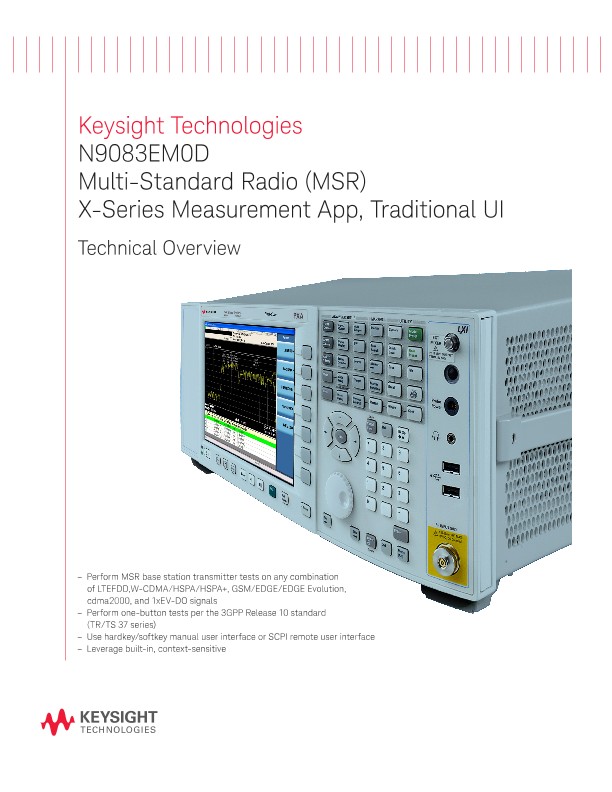 N9083EM0D Multi-Standard Radio (MSR) X-Series Measurement App, Traditional UI PDF Asset Page ...